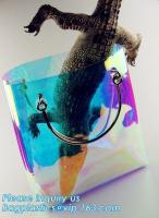 China PVC Transparent Beach Tote Bag Neon Colored Summer Shopping Bag 40x30cm for sale