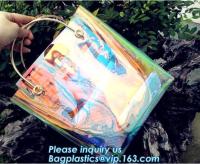 China PVC Tote Bag Shopping Handbag with Neon Laser Print Waterproof 500 PCS MOQ for sale
