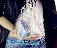 China PVC Transparent Hologram Clutch Bag with Chain Small Clear Laser Handbag for Women Summer Beach 20cm for sale