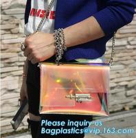 China Clear PVC Shoulder Tote Bag DIY Transparent Clutch Beach Bag 30x20cm for sale