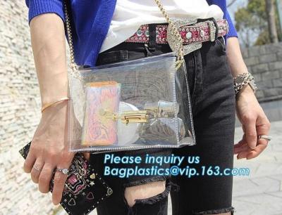 China Transparent PVC Tote Bag Shoulder Handbag Beach Bag Custom Size 40x30cm for sale