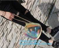 China Adjustable Shoulder Strap Clear PVC Tote Bag Summer Beach Transparent Clutch 35x25cm for sale