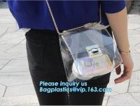 China Metallic Transparent PVC Chain Shoulder Handbag for Women Beach Tote 30x20cm for sale