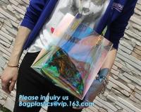 China PVC Transparent Tote Handbag with Zipper Shoulder Beach Bag for Women 40x30cm for sale