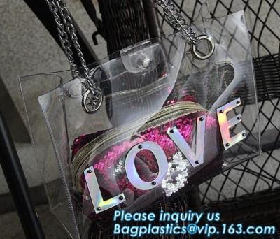 China Clear PVC Shoulder Bag Women Crossbody Tote Handbag Transparent Jelly Purse 30x20cm for sale