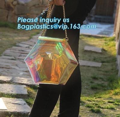 China Transparent PVC Shoulder Bag for Ladies Waterproof Zipper Handbag Fashion Laser PVC Bag for sale