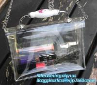 China Waterproof PVC Crossbody Shoulder Bag with Chain Strap Transparent Beach Handbag for Women for sale