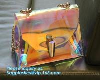 China Transparent PVC Tote Bag Summer Beach Shoulder Bag Jelly Candy Handbag with Zipper 40x30cm for sale