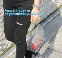 China Transparent PVC Tote Bag Summer Beach Shoulder Bag Jelly Candy Handbag with Zipper 40x30cm for sale
