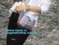 China Transparent PVC Shoulder Tote Beach Bag for Ladies Laser Printing 40x30cm for sale