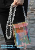 China Multicolor PVC Zipper Wallet Small Shoulder Messenger Bag with Metal Chain Strip Waterproof 20x12cm for sale