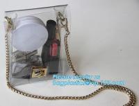 China Multicolor PVC Zipper Wallet Small Shoulder Messenger Bag with Metal Chain Strip Waterproof 20x12cm for sale