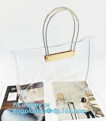 China Transparent PVC Tote Bag Metallic Beach Handbag Women Summer Vinyl Tote 40x30cm for sale