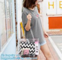China Clear PVC Glitter Chain Shoulder Bag Beach Tote with Zipper 30x20cm for sale