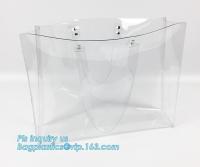 China PVC Waterproof Tote Bag with Interior Pocket Semi-clear Stripe Shoulder Bag for Beach Shopping 500 PCS MOQ for sale