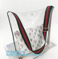 China Transparent PVC Tote Shoulder Bag for Gym Travel Beach Shopping 40x30cm for sale
