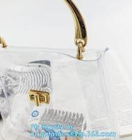 China Clear PVC Tote Bag Large Capacity Transparent Shoulder Handbag for Women 40x30cm for sale