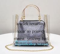 China PVC Clear Tote Bag with Chain Shoulder Strap for Beach Shopping Travel 35x40cm for sale