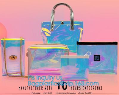 China Transparent PVC Beach Tote Bag with Zipper for Women Shoulder Handbag Clear Vinyl for sale