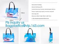 China Clear PVC Vinyl Beach Tote Bag with Handle and Inner Drawstring Bag 40x30cm for sale