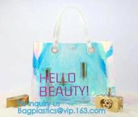 China PVC Transparent Beach Tote Bag with Handles for Women Summer Shopping Shoulder Bag 30x20cm for sale
