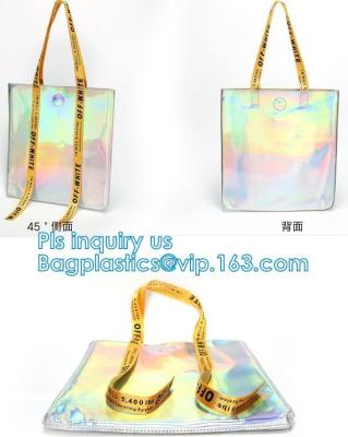 China Clear PVC Transparent Shoulder Tote Bag for Beach Summer DIY Makeup Cosmetic Bag 30x20cm for sale