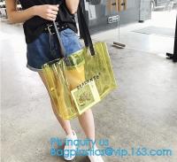 China Custom PVC Transparent Shoulder Tote Bag 40x30cm Clear Satchel Handbag for sale