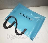 China PVC Waterproof Beach Tote Bag with Zipper and Pockets See Through Transparent Satchel Handbag 40x30cm for sale