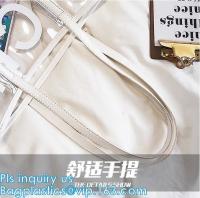 China PVC Clear Plastic Cosmetic Pouch with Pipe Handle 8x6 Inch Transparent Makeup Bag for sale
