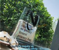 China Custom Transparent PVC Zippered Shopping Bag Eco Friendly Wear Resistant 500 PCS MOQ for sale