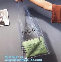 China Clear PVC Shopping Bag with Handle Waterproof Durable Eco Friendly 0.3mm Thick for sale