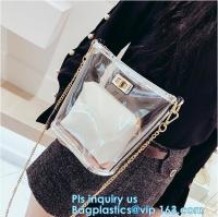 China Custom Printed Clear PVC Shopping Bag with Square Bottom Portable Design for Conferences and Promotions for sale