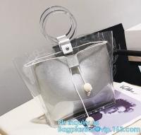 China PVC Transparent Shopping Bag with Zipper and Carry Handle Reusable Tote 12x8x4 Inch for sale