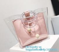 China PVC Transparent Shopping Bag with Zipper and Carry Handle Reusable Tote 12x8x4 Inch for sale