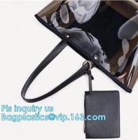 China Custom Logo Clear PVC Tote Shopping Bag 500 PCS MOQ Cosmetic Packaging for sale