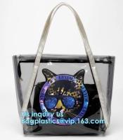 China Custom Logo Clear PVC Tote Shopping Bag 500 PCS MOQ Cosmetic Packaging for sale