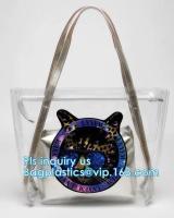 China Custom Logo Clear PVC Tote Shopping Bag 500 PCS MOQ Cosmetic Packaging for sale