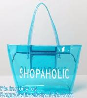 China Custom Logo Clear PVC Tote Shopping Bag 500 PCS MOQ Cosmetic Packaging for sale