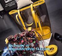 China Custom Logo Clear PVC Tote Shopping Bag 500 PCS MOQ Cosmetic Packaging for sale