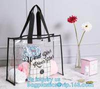 China Clear PVC Shopping Tote Bag with Carry Handle Custom Logo Reusable 500 PCS MOQ for sale