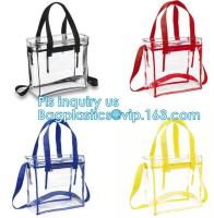 China Clear PVC Shopping Tote Bag with Carry Handle Custom Logo Reusable 500 PCS MOQ for sale