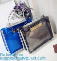 China PVC Clear Vinyl Shoulder Handbag with Interior Pocket Promotional Tote Beach Bag for sale