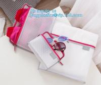 China Nylon Mesh Cosmetic Bag Travel Makeup Organizer Pouch with Zipper 20x15cm for sale