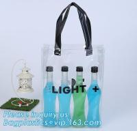 China Customized Clear PVC Wine Bottle Gift Bag Reusable Single Bottle Carrier 750ml Transparent Plastic Packaging for sale