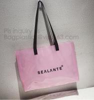 China Semi-clear PVC Stripe Tote Bag with Pouch Shoulder Beach Bag 40x30cm for sale