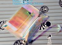 China Clear Vinyl Neon Hue Mini Tote Bag Transparent PVC Shopping Beach Bag 30x20cm for sale