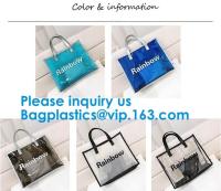 China Custom Transparent PVC Beach Bag 0.3mm Thickness Waterproof Handbag for Women for sale