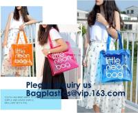 China Custom Clear PVC EVA Transparent Beach Tote Bag Set with Plastic Zipper 35x33x13cm for sale