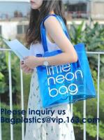China Custom Clear PVC EVA Transparent Beach Tote Bag Set with Plastic Zipper 35x33x13cm for sale