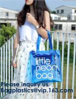 China Custom Clear PVC EVA Transparent Beach Tote Bag Set with Plastic Zipper 35x33x13cm for sale